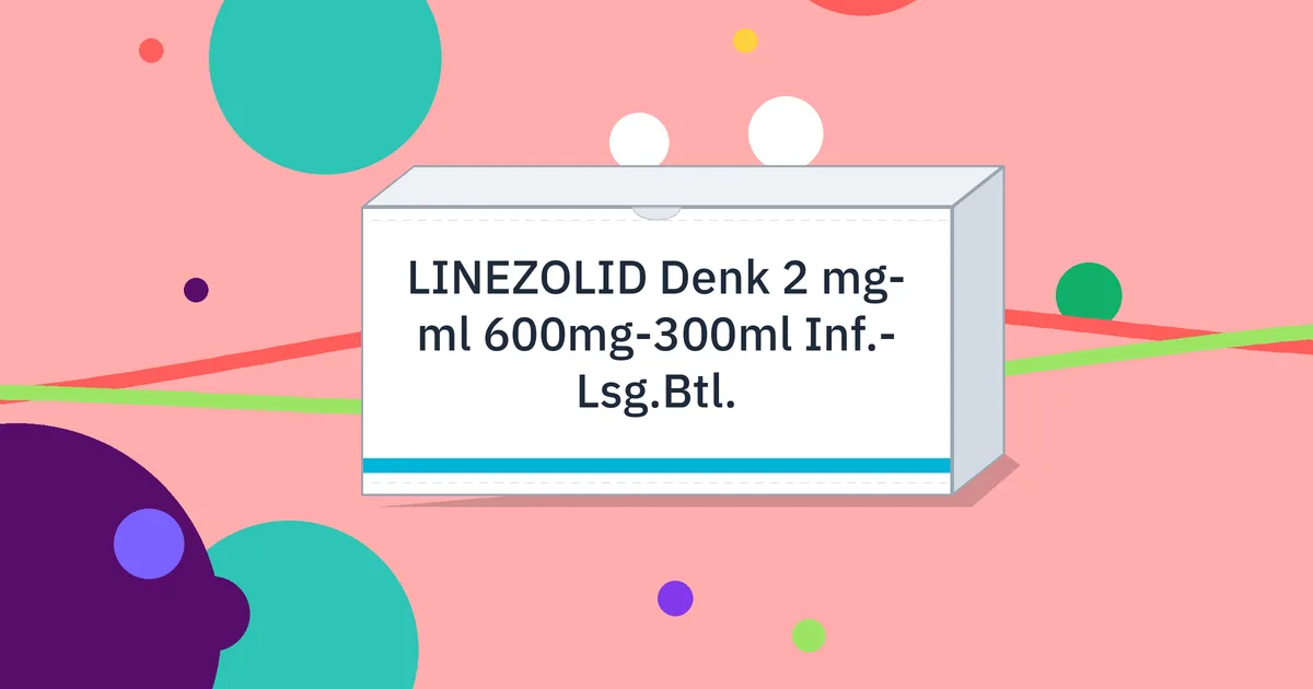 Symbolbild: Packung mit der Aufschrift LINEZOLID Denk 2 mg-ml 600mg-300ml Inf.-Lsg.Btl. (PZN 11864382) – Verfügbarkeit und Bezug in Apotheken in Frankfurt am Main