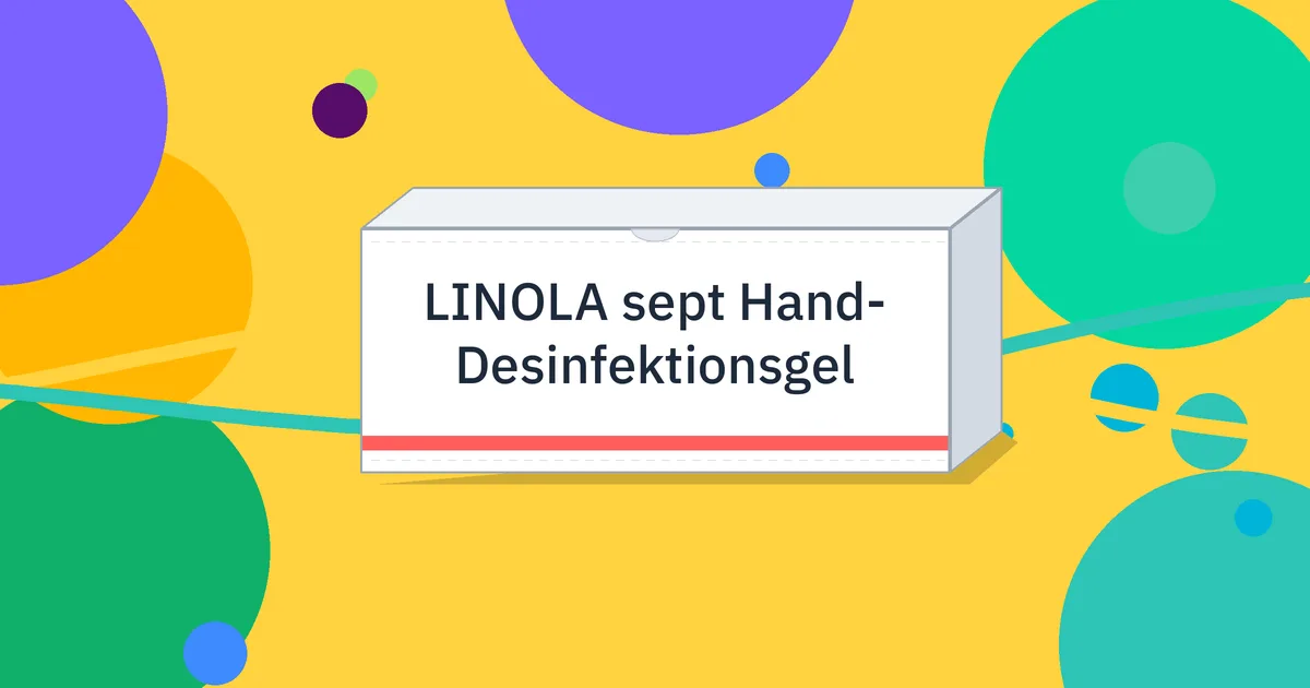 Symbolbild: Packung mit der Aufschrift LINOLA sept Hand-Desinfektionsgel (PZN 16606503) – Verfügbarkeit und Bezug in Apotheken in Frankfurt am Main