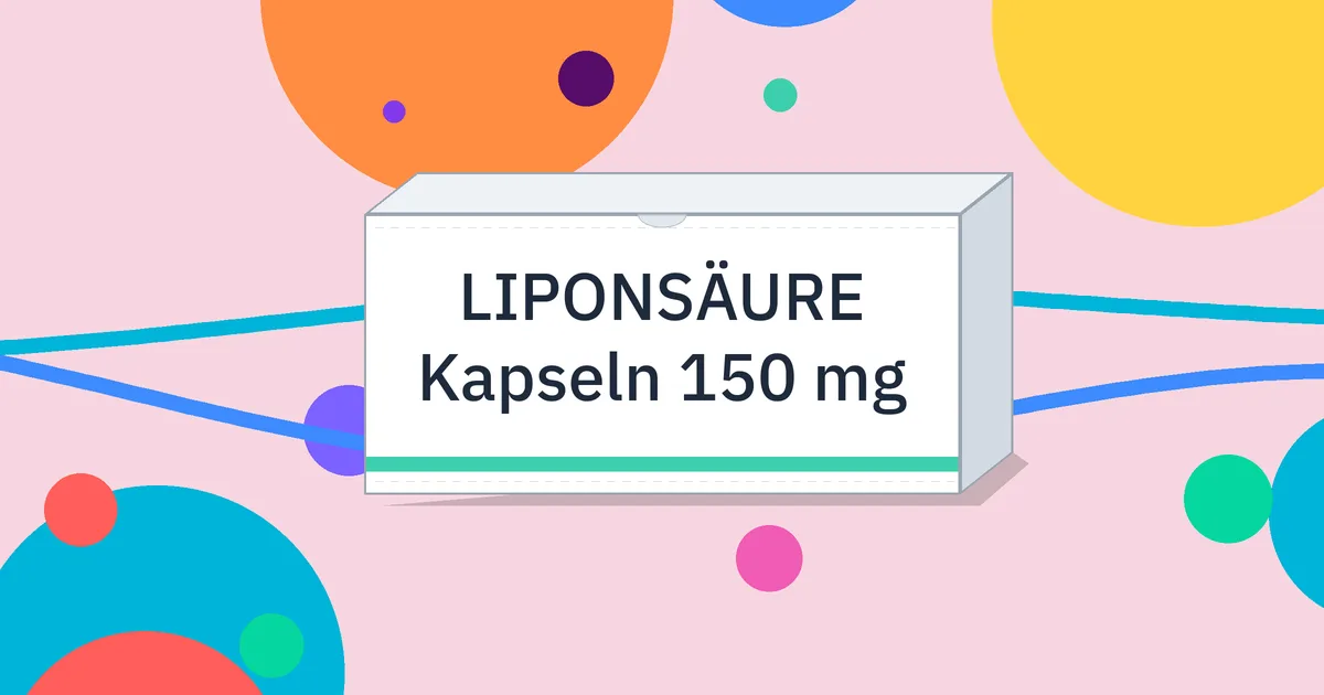 Symbolbild: Packung mit der Aufschrift LIPONSÄURE Kapseln 150 mg (PZN 00694356) – Verfügbarkeit und Bezug in Apotheken in Frankfurt am Main