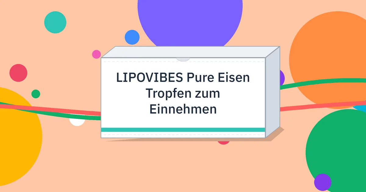 Symbolbild: Packung mit der Aufschrift LIPOVIBES Pure Eisen Tropfen zum Einnehmen (PZN 20123555) – Verfügbarkeit und Bezug in Apotheken in Frankfurt am Main