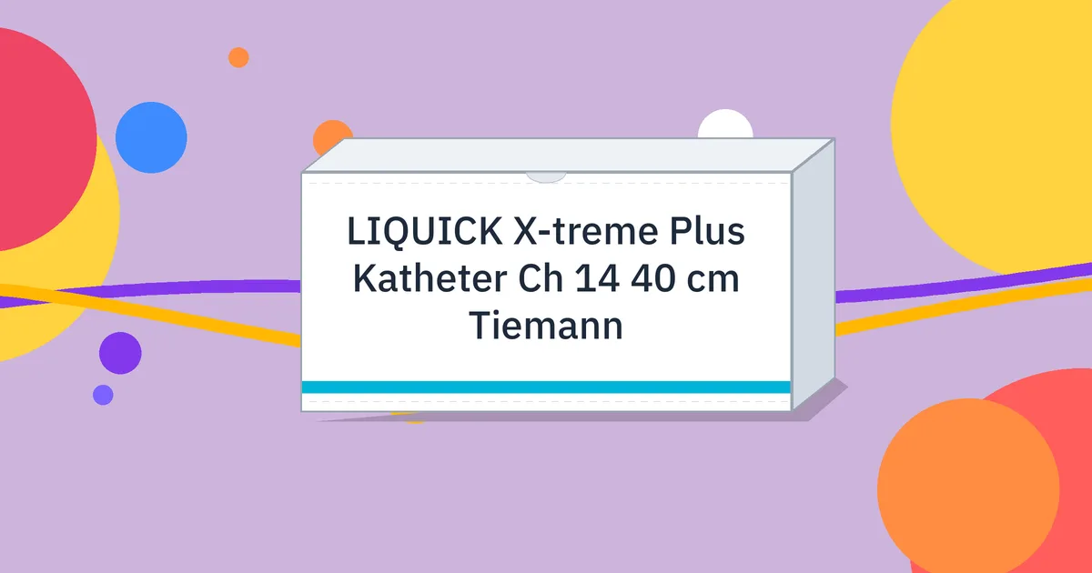 Symbolbild: Packung mit der Aufschrift LIQUICK X-treme Plus Katheter Ch 14 40 cm Tiemann (PZN 15568999) – Verfügbarkeit und Bezug in Apotheken in Frankfurt am Main