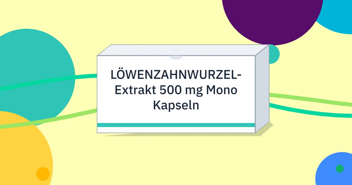 Symbolbild: Packung mit der Aufschrift LÖWENZAHNWURZEL-Extrakt 500 mg Mono Kapseln (PZN 15303574) – Verfügbarkeit und Bezug in Apotheken in Frankfurt am Main
