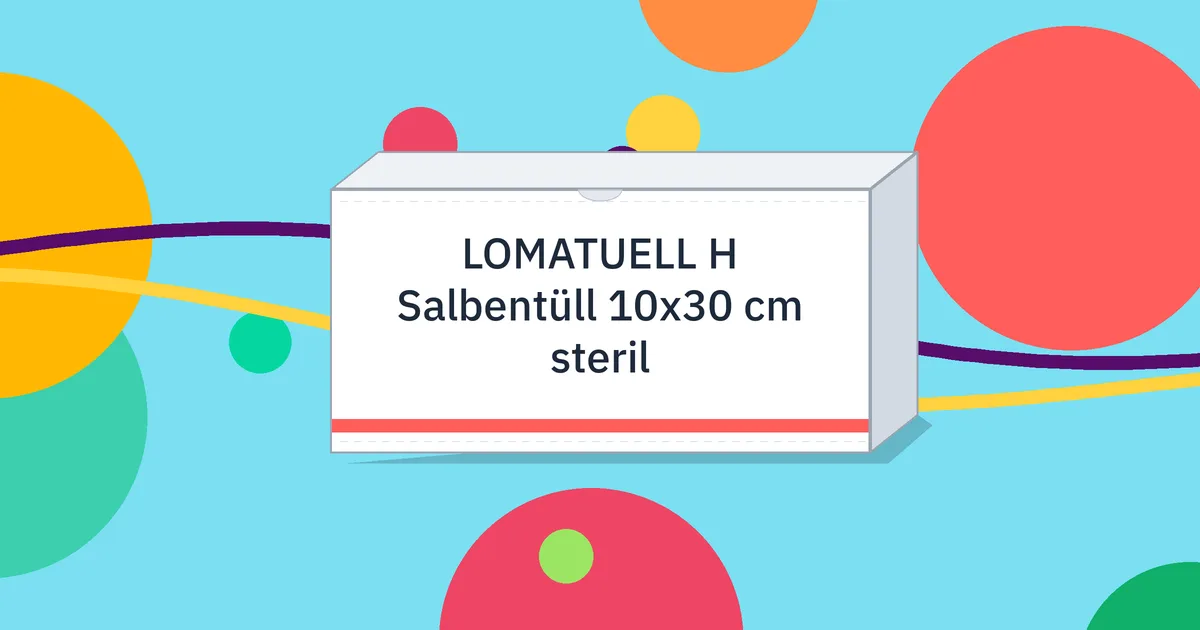 Symbolbild: Packung mit der Aufschrift LOMATUELL H Salbentüll 10x30 cm steril (PZN 10929671) – Verfügbarkeit und Bezug in Apotheken in Frankfurt am Main
