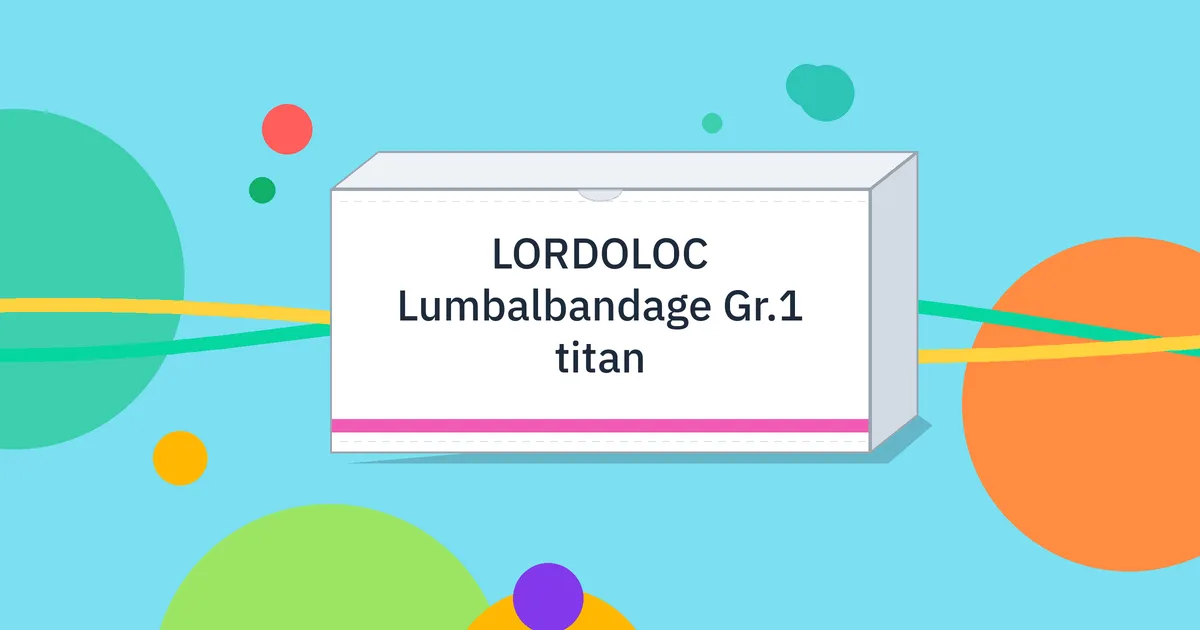 Symbolbild: Packung mit der Aufschrift LORDOLOC Lumbalbandage Gr.1 titan (PZN 03237122) – Verfügbarkeit und Bezug in Apotheken in Frankfurt am Main