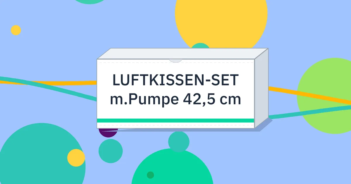 Symbolbild: Packung mit der Aufschrift LUFTKISSEN-SET m.Pumpe 42,5 cm (PZN 09212761) – Verfügbarkeit und Bezug in Apotheken in Frankfurt am Main