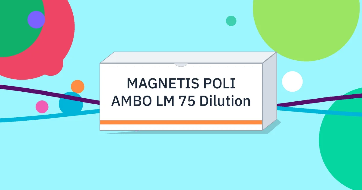 Symbolbild: Packung mit der Aufschrift MAGNETIS POLI AMBO LM 75 Dilution (PZN 12940748) – Verfügbarkeit und Bezug in Apotheken in Frankfurt am Main