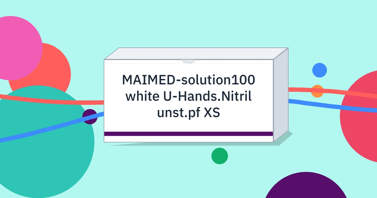 Symbolbild: Packung mit der Aufschrift MAIMED-solution100 white U-Hands.Nitril unst.pf XS (PZN 11864034) – Verfügbarkeit und Bezug in Apotheken in Frankfurt am Main