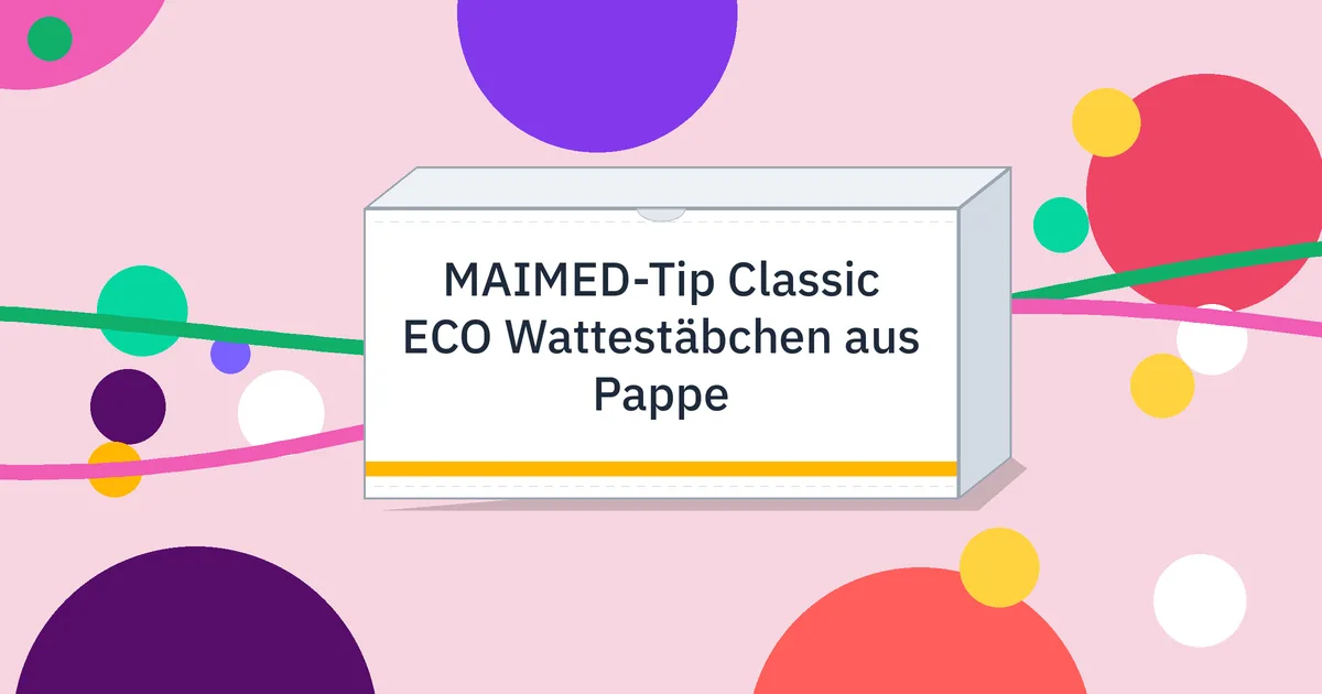 Symbolbild: Packung mit der Aufschrift MAIMED-Tip Classic ECO Wattestäbchen aus Pappe (PZN 15417094) – Verfügbarkeit und Bezug in Apotheken in Frankfurt am Main