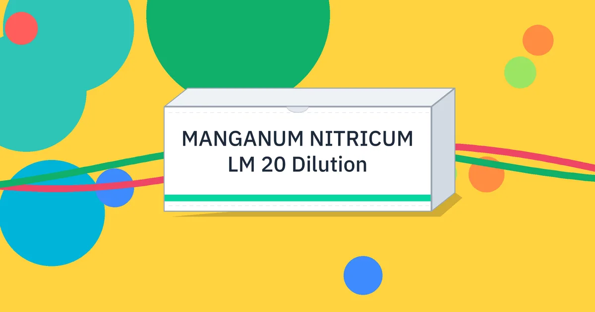 Symbolbild: Packung mit der Aufschrift MANGANUM NITRICUM LM 20 Dilution (PZN 12944261) – Verfügbarkeit und Bezug in Apotheken in Frankfurt am Main