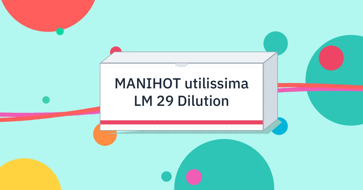 Symbolbild: Packung mit der Aufschrift MANIHOT utilissima LM 29 Dilution (PZN 13601178) – Verfügbarkeit und Bezug in Apotheken in Frankfurt am Main