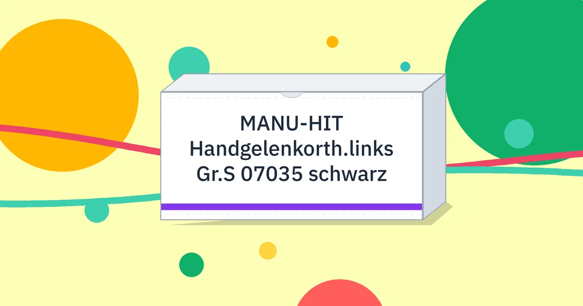 Symbolbild: Packung mit der Aufschrift MANU-HIT Handgelenkorth.links Gr.S 07035 schwarz (PZN 03264544) – Verfügbarkeit und Bezug in Apotheken in Frankfurt am Main