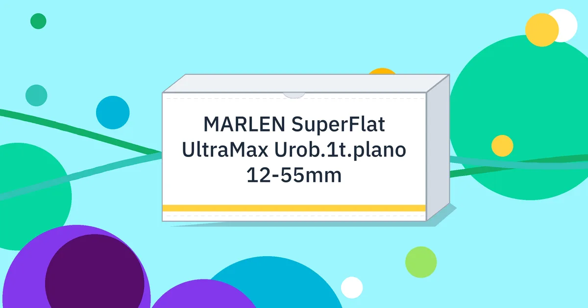 Symbolbild: Packung mit der Aufschrift MARLEN SuperFlat UltraMax Urob.1t.plano 12-55mm (PZN 14407768) – Verfügbarkeit und Bezug in Apotheken in Frankfurt am Main