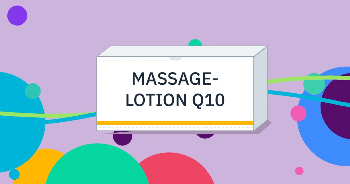 Symbolbild: Packung mit der Aufschrift MASSAGE-LOTION Q10 (PZN 20520486) – Verfügbarkeit und Bezug in Apotheken in Frankfurt am Main