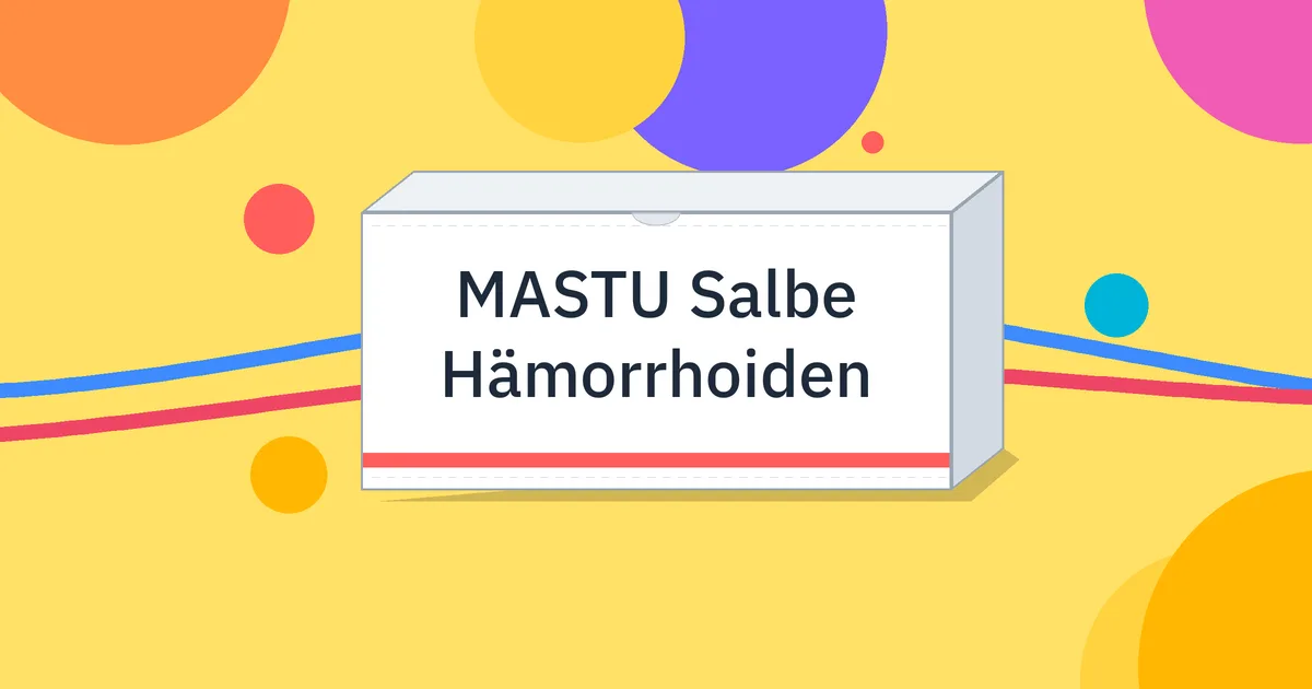 Symbolbild: Packung mit der Aufschrift MASTU Salbe Hämorrhoiden (PZN 06835415) – Verfügbarkeit und Bezug in Apotheken in Frankfurt am Main