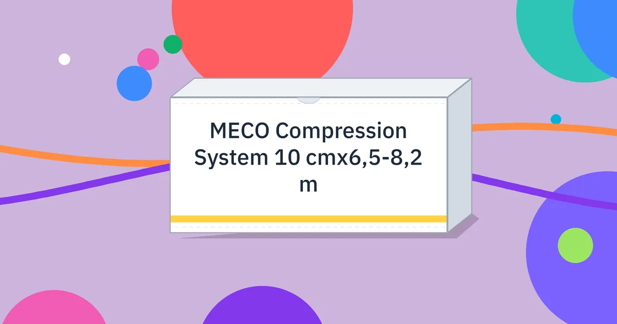 Symbolbild: Packung mit der Aufschrift MECO Compression System 10 cmx6,5-8,2 m (PZN 18842490) – Verfügbarkeit und Bezug in Apotheken in Frankfurt am Main