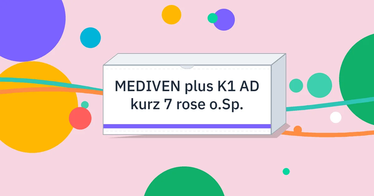 Symbolbild: Packung mit der Aufschrift MEDIVEN plus K1 AD kurz 7 rose o.Sp. (PZN 15044144) – Verfügbarkeit und Bezug in Apotheken in Frankfurt am Main