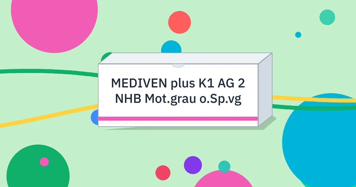 Symbolbild: Packung mit der Aufschrift MEDIVEN plus K1 AG 2 NHB Mot.grau o.Sp.vg (PZN 18940353) – Verfügbarkeit und Bezug in Apotheken in Frankfurt am Main