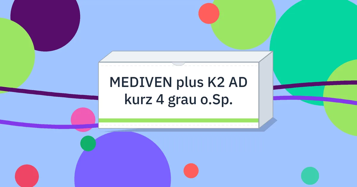 Symbolbild: Packung mit der Aufschrift MEDIVEN plus K2 AD kurz 4 grau o.Sp. (PZN 18946806) – Verfügbarkeit und Bezug in Apotheken in Frankfurt am Main