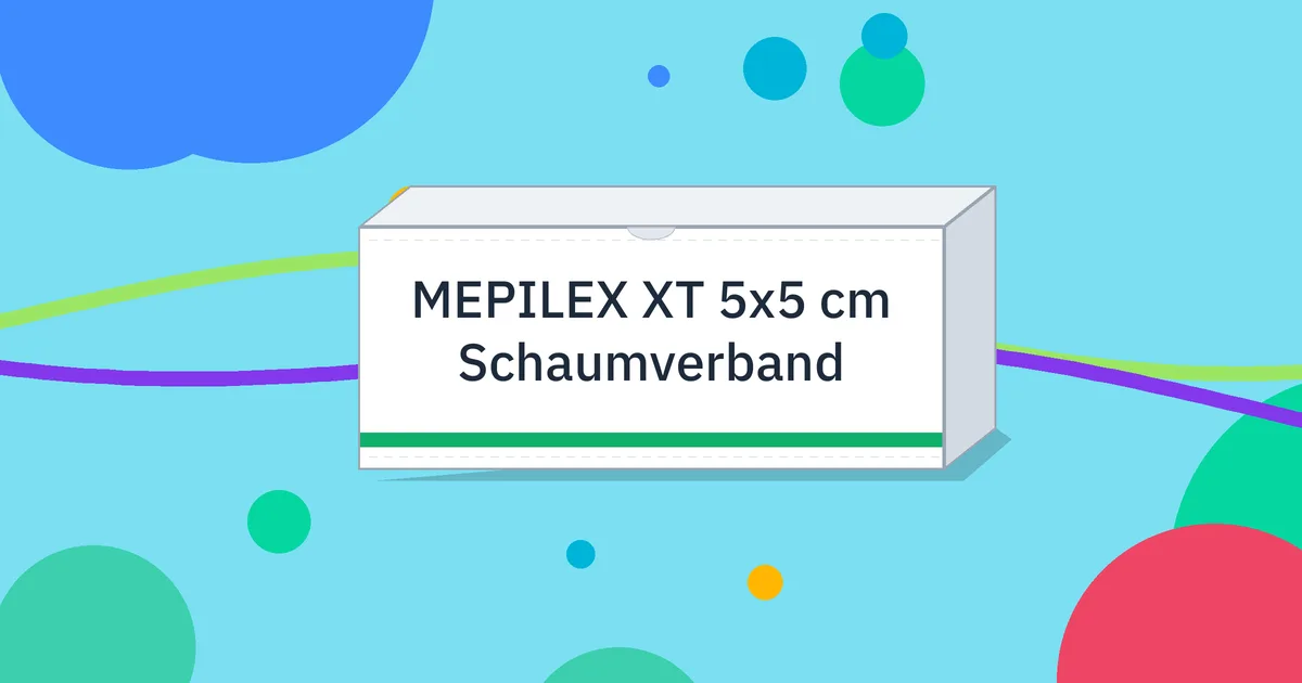 Symbolbild: Packung mit der Aufschrift MEPILEX XT 5x5 cm Schaumverband (PZN 12639285) – Verfügbarkeit und Bezug in Apotheken in Frankfurt am Main