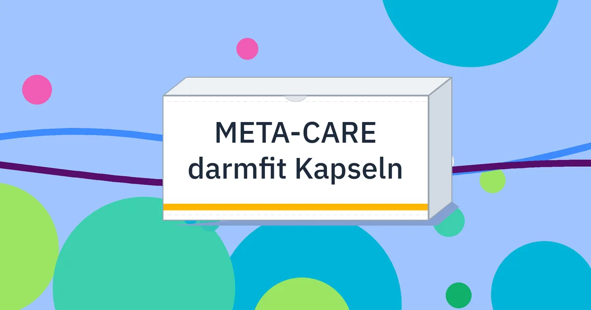 Symbolbild: Packung mit der Aufschrift META-CARE darmfit Kapseln (PZN 09613081) – Verfügbarkeit und Bezug in Apotheken in Frankfurt am Main