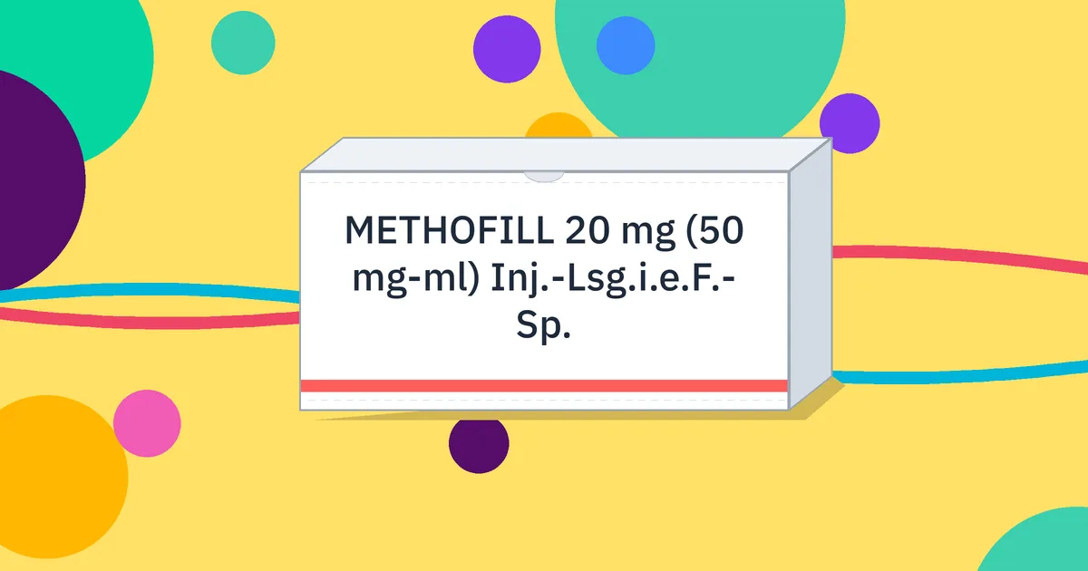 Symbolbild: Packung mit der Aufschrift METHOFILL 20 mg (50 mg-ml) Inj.-Lsg.i.e.F.-Sp. (PZN 11695695) – Verfügbarkeit und Bezug in Apotheken in Frankfurt am Main
