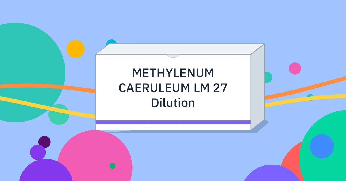 Symbolbild: Packung mit der Aufschrift METHYLENUM CAERULEUM LM 27 Dilution (PZN 13607206) – Verfügbarkeit und Bezug in Apotheken in Frankfurt am Main