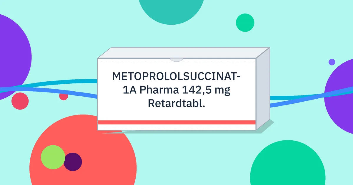 Symbolbild: Packung mit der Aufschrift METOPROLOLSUCCINAT-1A Pharma 142,5 mg Retardtabl. (PZN 00230303) – Verfügbarkeit und Bezug in Apotheken in Frankfurt am Main