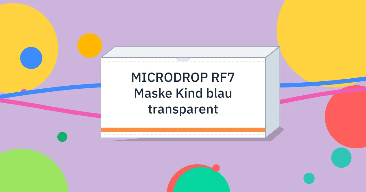Symbolbild: Packung mit der Aufschrift MICRODROP RF7 Maske Kind blau transparent (PZN 00348051) – Verfügbarkeit und Bezug in Apotheken in Frankfurt am Main