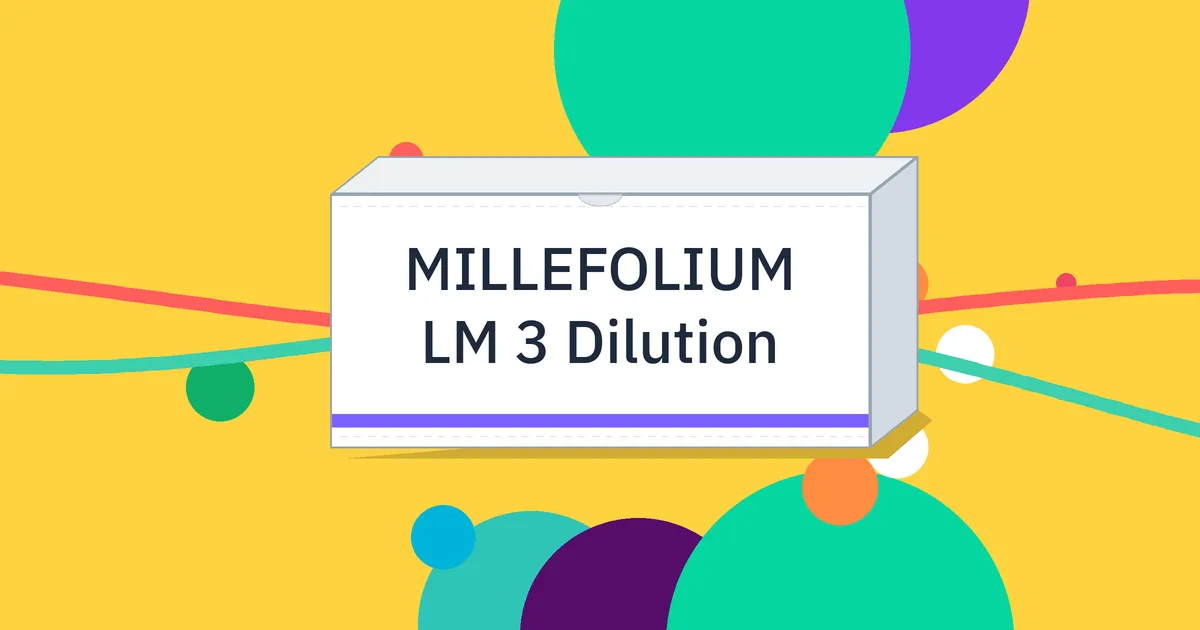 Symbolbild: Packung mit der Aufschrift MILLEFOLIUM LM 3 Dilution (PZN 13607850) – Verfügbarkeit und Bezug in Apotheken in Frankfurt am Main