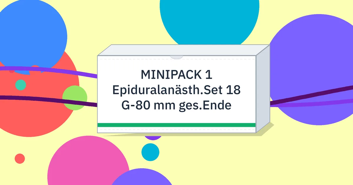 Symbolbild: Packung mit der Aufschrift MINIPACK 1 Epiduralanästh.Set 18 G-80 mm ges.Ende (PZN 09215831) – Verfügbarkeit und Bezug in Apotheken in Frankfurt am Main
