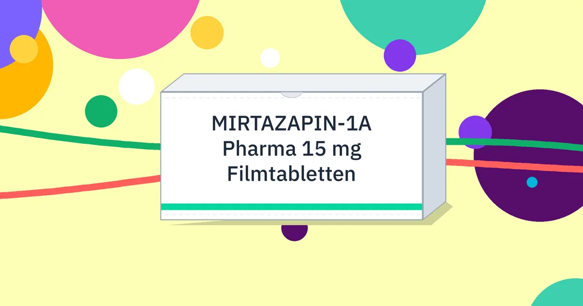 Symbolbild: Packung mit der Aufschrift MIRTAZAPIN-1A Pharma 15 mg Filmtabletten (PZN 00250659) – Verfügbarkeit und Bezug in Apotheken in Frankfurt am Main