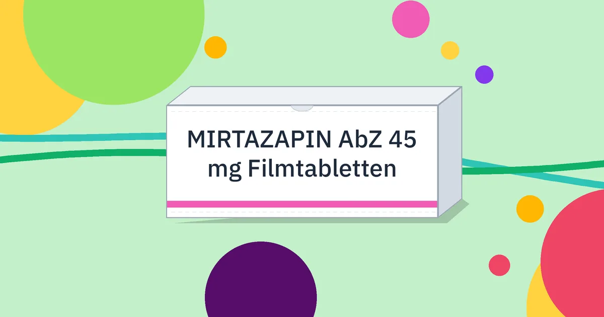 Symbolbild: Packung mit der Aufschrift MIRTAZAPIN AbZ 45 mg Filmtabletten (PZN 03123200) – Verfügbarkeit und Bezug in Apotheken in Frankfurt am Main