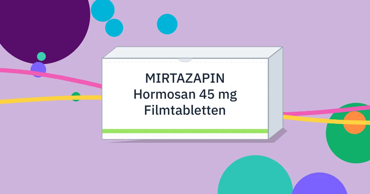 Symbolbild: Packung mit der Aufschrift MIRTAZAPIN Hormosan 45 mg Filmtabletten (PZN 04232279) – Verfügbarkeit und Bezug in Apotheken in Frankfurt am Main