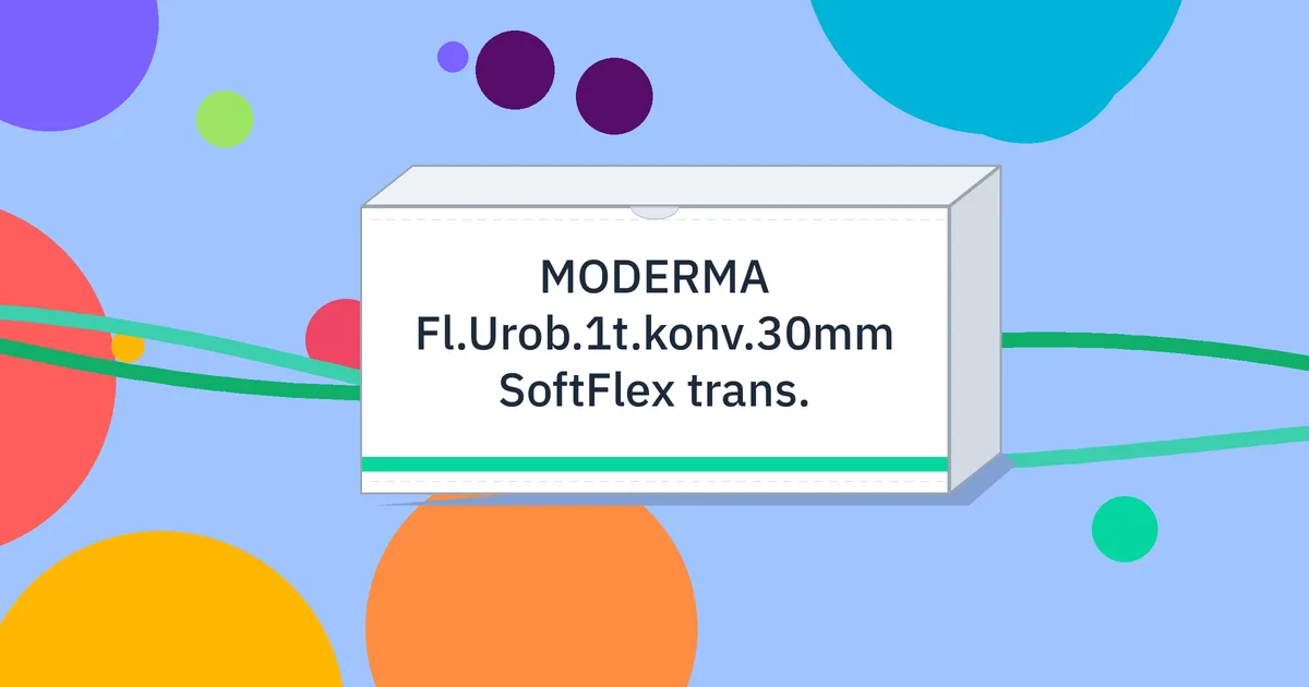 Symbolbild: Packung mit der Aufschrift MODERMA Fl.Urob.1t.konv.30mm SoftFlex trans. (PZN 15324300) – Verfügbarkeit und Bezug in Apotheken in Frankfurt am Main