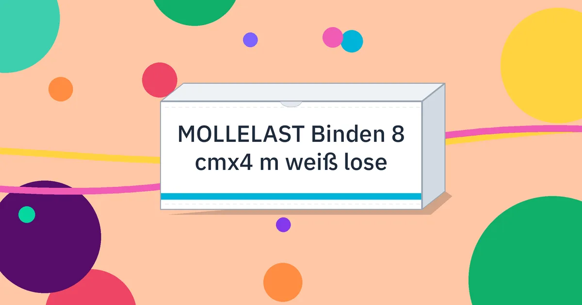 Symbolbild: Packung mit der Aufschrift MOLLELAST Binden 8 cmx4 m weiß lose (PZN 19702822) – Verfügbarkeit und Bezug in Apotheken in Frankfurt am Main