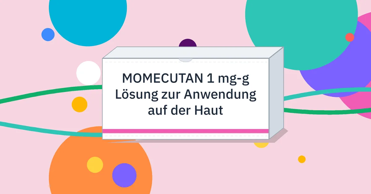 Symbolbild: Packung mit der Aufschrift MOMECUTAN 1 mg-g Lösung zur Anwendung auf der Haut (PZN 10116086) – Verfügbarkeit und Bezug in Apotheken in Frankfurt am Main