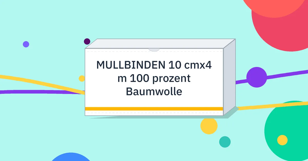 Symbolbild: Packung mit der Aufschrift MULLBINDEN 10 cmx4 m 100 prozent Baumwolle (PZN 04868215) – Verfügbarkeit und Bezug in Apotheken in Frankfurt am Main