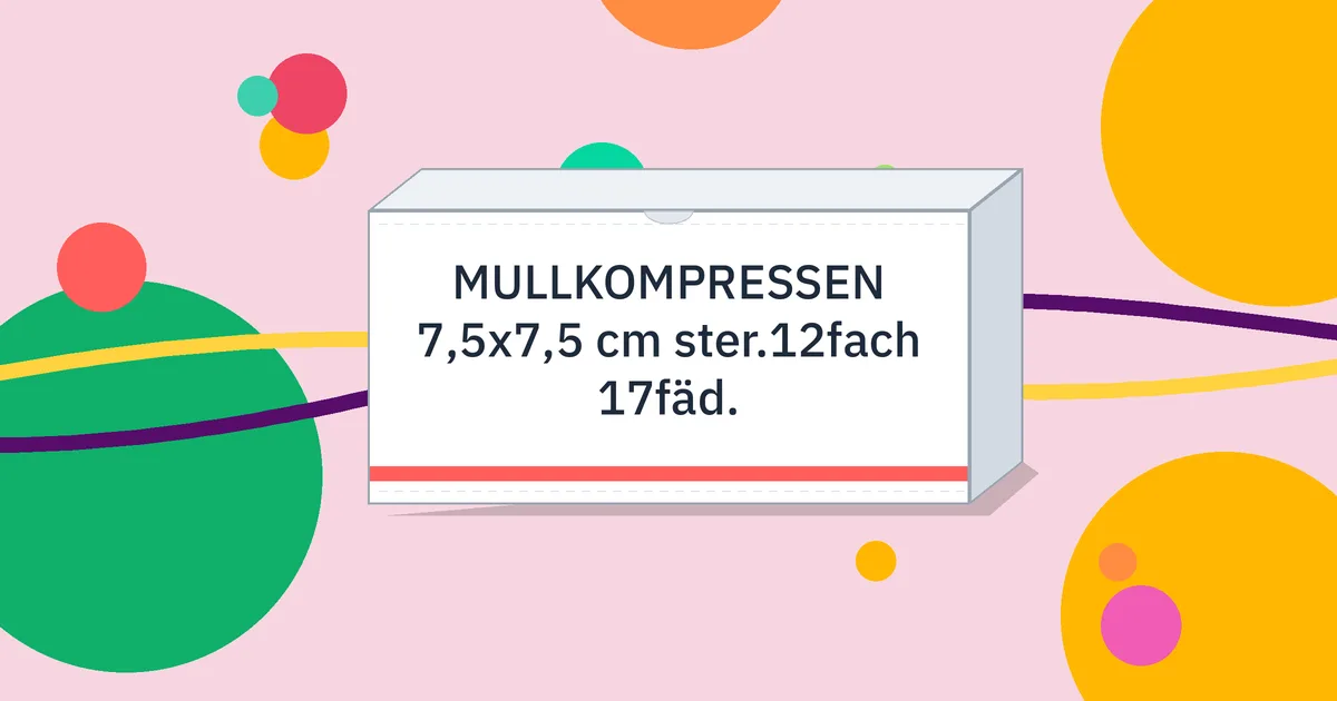 Symbolbild: Packung mit der Aufschrift MULLKOMPRESSEN 7,5x7,5 cm ster.12fach 17fäd. (PZN 06930208) – Verfügbarkeit und Bezug in Apotheken in Frankfurt am Main