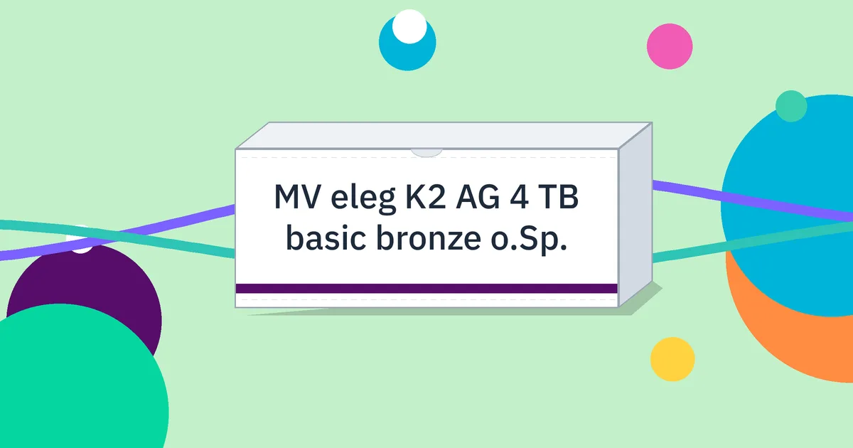 Symbolbild: Packung mit der Aufschrift MV eleg K2 AG 4 TB basic bronze o.Sp. (PZN 14720040) – Verfügbarkeit und Bezug in Apotheken in Frankfurt am Main