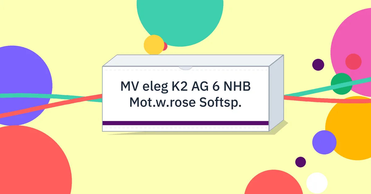 Symbolbild: Packung mit der Aufschrift MV eleg K2 AG 6 NHB Mot.w.rose Softsp. (PZN 15726702) – Verfügbarkeit und Bezug in Apotheken in Frankfurt am Main