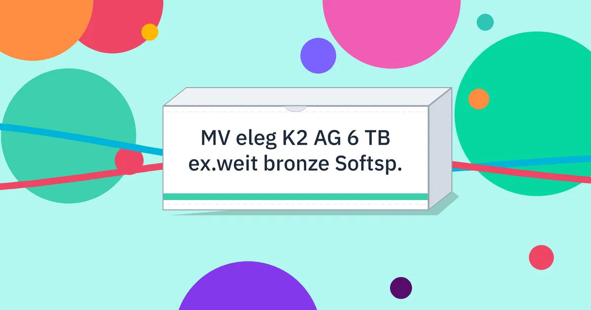 Symbolbild: Packung mit der Aufschrift MV eleg K2 AG 6 TB ex.weit bronze Softsp. (PZN 14719491) – Verfügbarkeit und Bezug in Apotheken in Frankfurt am Main