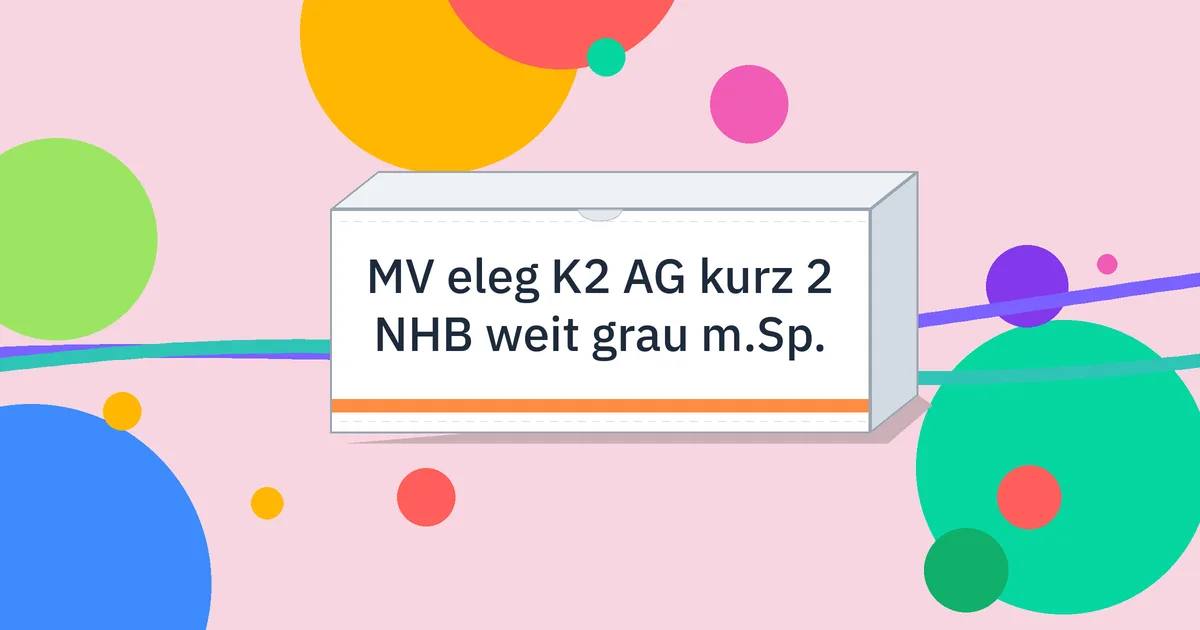 Symbolbild: Packung mit der Aufschrift MV eleg K2 AG kurz 2 NHB weit grau m.Sp. (PZN 18925052) – Verfügbarkeit und Bezug in Apotheken in Frankfurt am Main