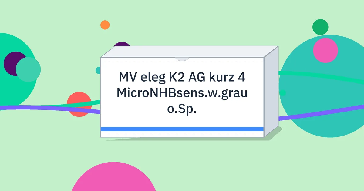 Symbolbild: Packung mit der Aufschrift MV eleg K2 AG kurz 4 MicroNHBsens.w.grau o.Sp. (PZN 18927275) – Verfügbarkeit und Bezug in Apotheken in Frankfurt am Main