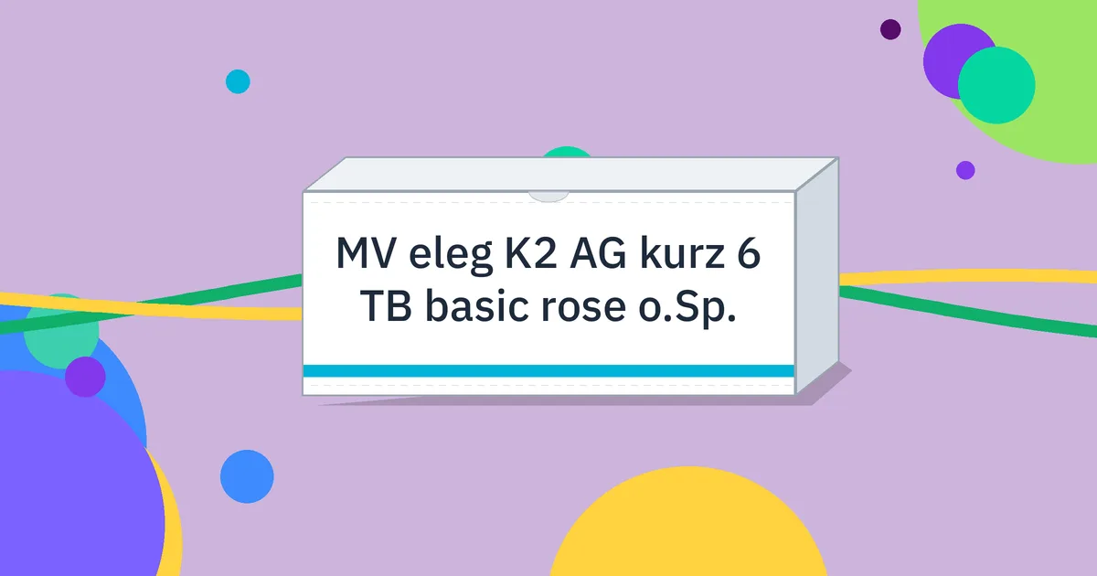 Symbolbild: Packung mit der Aufschrift MV eleg K2 AG kurz 6 TB basic rose o.Sp. (PZN 14698429) – Verfügbarkeit und Bezug in Apotheken in Frankfurt am Main