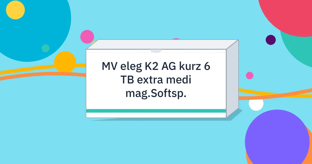 Symbolbild: Packung mit der Aufschrift MV eleg K2 AG kurz 6 TB extra medi mag.Softsp. (PZN 14636084) – Verfügbarkeit und Bezug in Apotheken in Frankfurt am Main