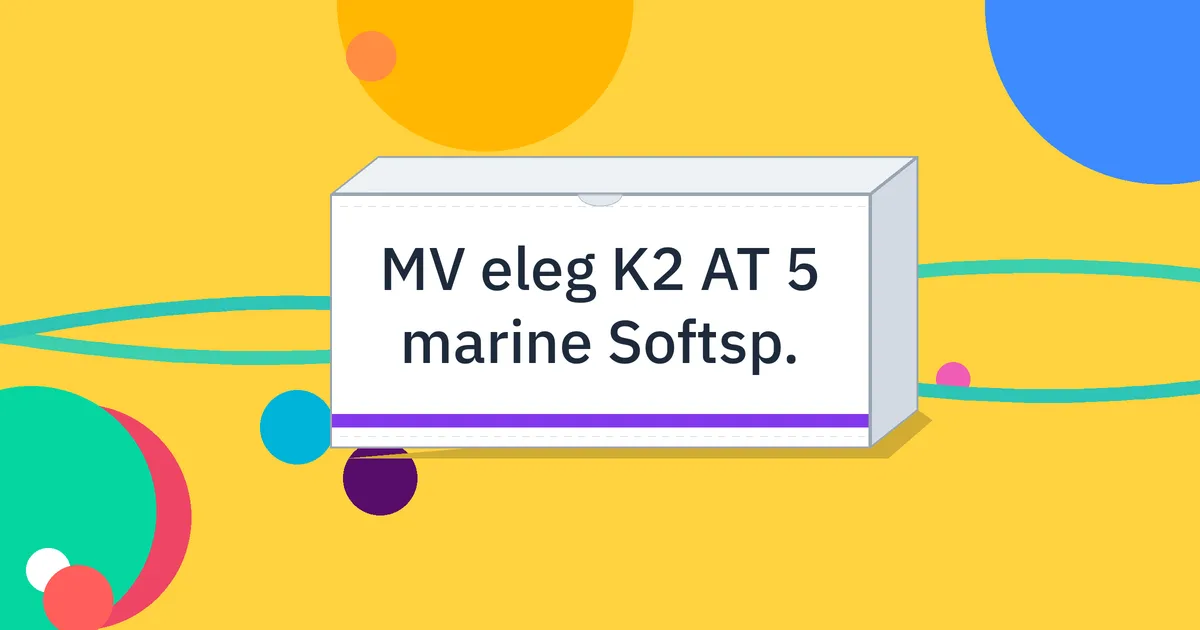 Symbolbild: Packung mit der Aufschrift MV eleg K2 AT 5 marine Softsp. (PZN 15286597) – Verfügbarkeit und Bezug in Apotheken in Frankfurt am Main