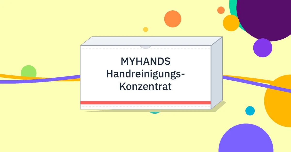 Symbolbild: Packung mit der Aufschrift MYHANDS Handreinigungs-Konzentrat (PZN 13418416) – Verfügbarkeit und Bezug in Apotheken in Frankfurt am Main