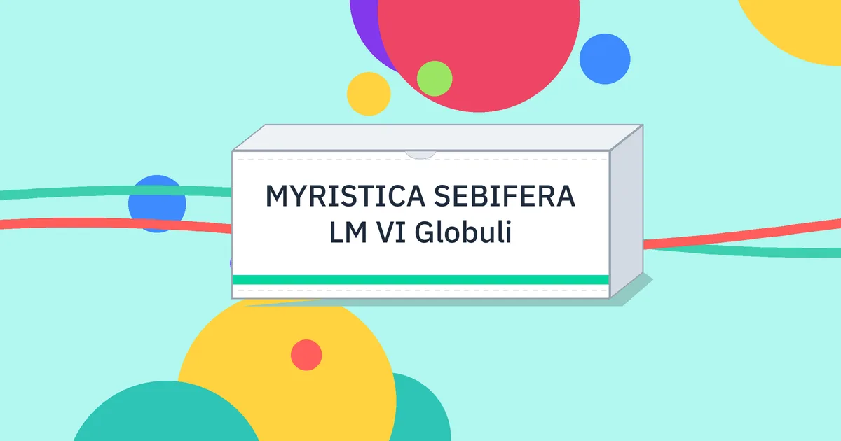 Symbolbild: Packung mit der Aufschrift MYRISTICA SEBIFERA LM VI Globuli (PZN 04507339) – Verfügbarkeit und Bezug in Apotheken in Frankfurt am Main