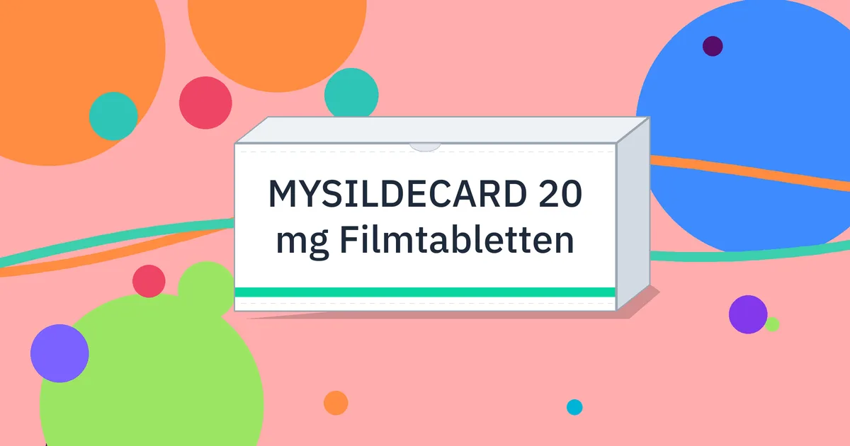 Symbolbild: Packung mit der Aufschrift MYSILDECARD 20 mg Filmtabletten (PZN 12661994) – Verfügbarkeit und Bezug in Apotheken in Frankfurt am Main