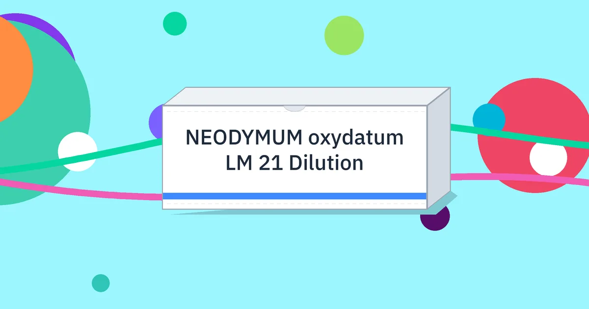 Symbolbild: Packung mit der Aufschrift NEODYMUM oxydatum LM 21 Dilution (PZN 13617819) – Verfügbarkeit und Bezug in Apotheken in Frankfurt am Main